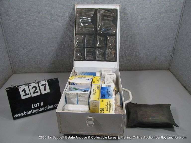 WHITE METAL FIRST AID KIT W/ SUPPLIES - Bentley & Associates, LLC