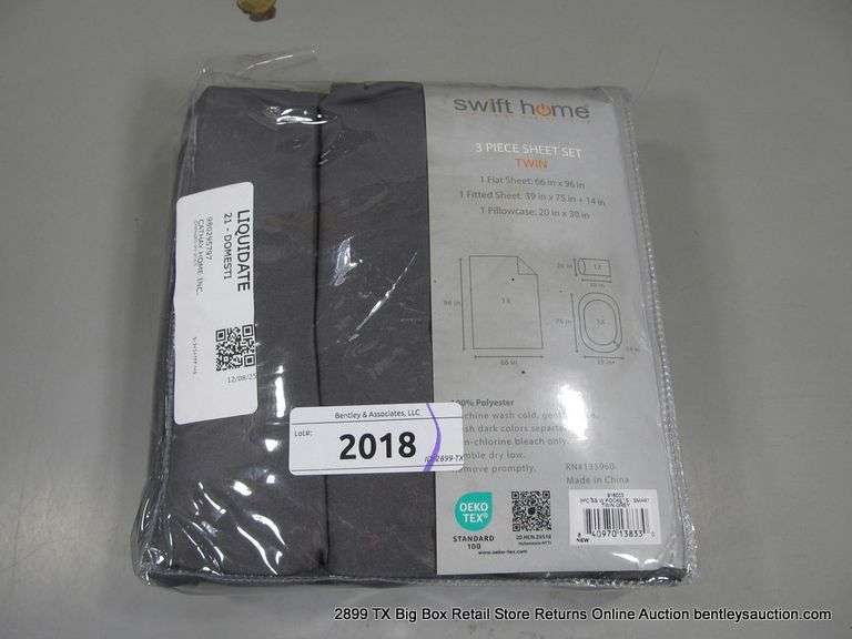 SWIFT HOME 3 PC. SHEET SET, GREY, TWIN - Bentley & Associates, LLC