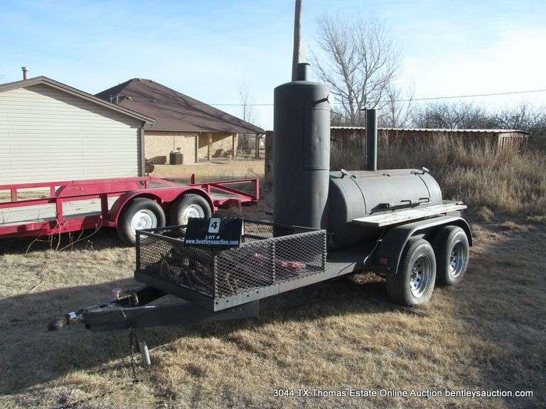 SHOP BUILT TANDEM AXLE BBQ SMOKER: HORIZONTAL GRILL (6FT.X 28IN ...