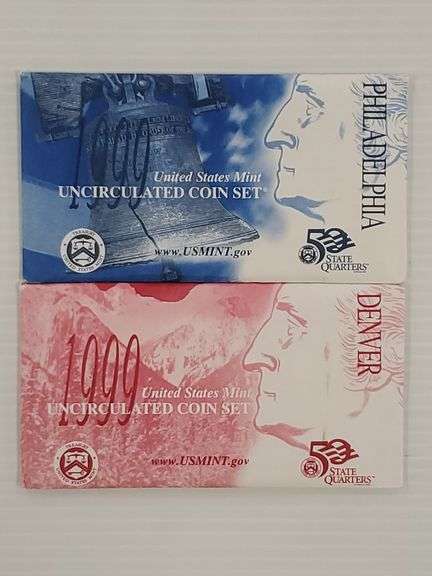 United States Mint 1999 Philadelphia and Denver UNC Coins Sets. - Bid ...