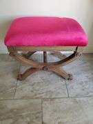 Roman base vanity chair with fuscia fabric - Bid-Assets Online Auctions