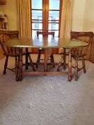 Moosehead Furniture Co colonial style drop leaf table with 6 chairs ...