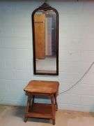 50-in tall wood framed hanging mirror, mid-century solid maple sprague ...