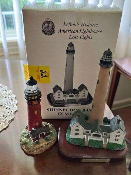 2000 Lefton Shinnecock Bay lighthouse with box and other lighthouse ...