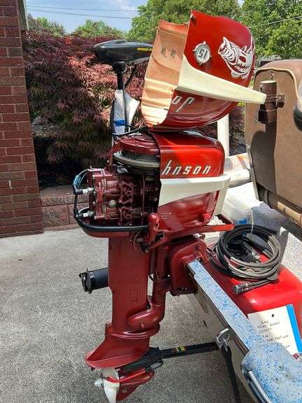 1956 Johnson 15 HP Outboard Boat Motor. Model FD-10 L, Sr.# 1439414 ...