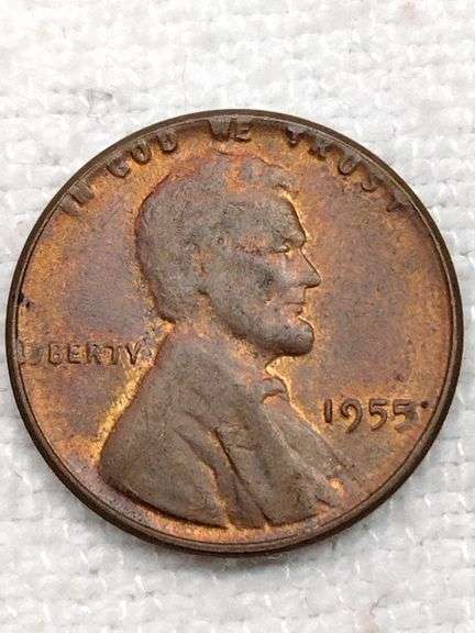 1955 Mis-Strike Error US Lincoln Wheat One Cent penny 1¢. Offset ...