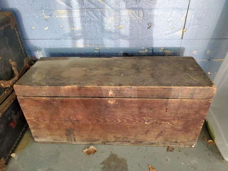 Wood storage chest measures 32 in wide by 12 in deep by 15 in tall ...