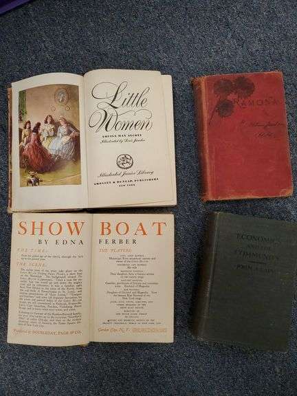 Lot of books including Little women by Louisa May Alcott, showboat by ...
