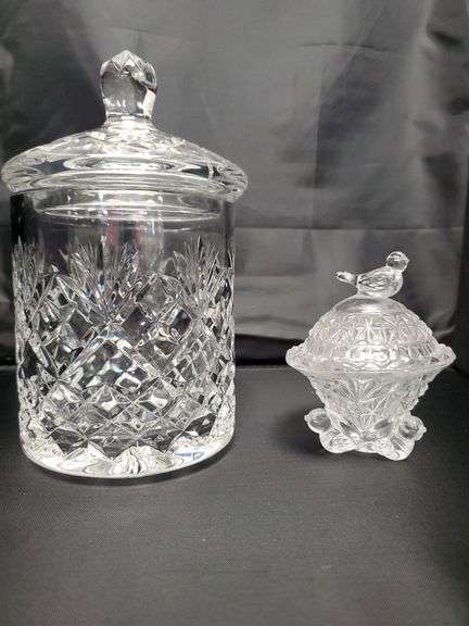 7" tall lead crystal biscuit jar and Hofbauer Round Trinket dish w/Lid ...