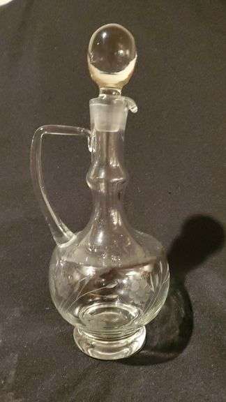 Daisy cut decanter, assorted stemware and glassware, tapered spiral cut ...