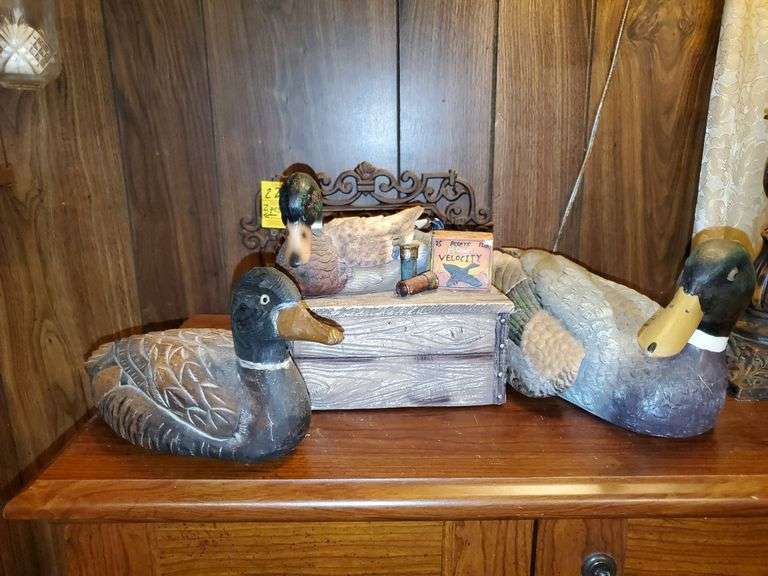 (1) Handmade wood duck decoy and a composite duck , compodite duck ...