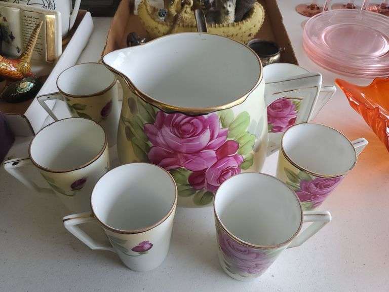 Hand Painted Nippon Lemonade Pitcher and Cup Set, Made in Japan - Bid ...