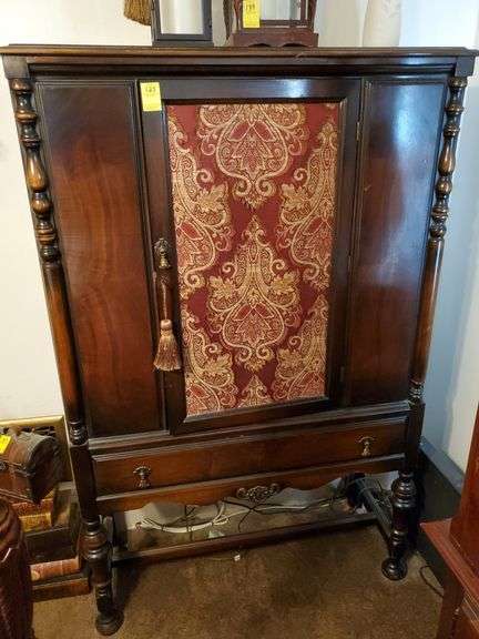 39x62x19 depression era hutch with tapestry door, drawer and interior ...