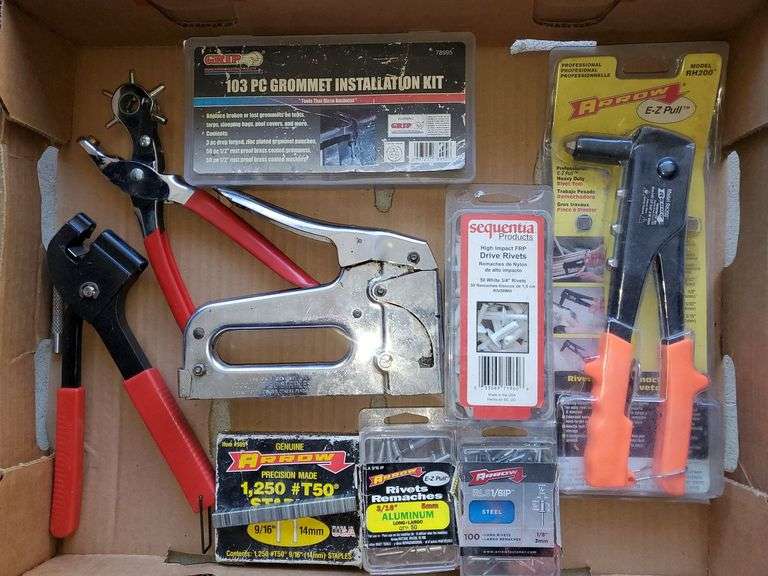 Arrow t50 stapler, arrow RH200 heavy duty rivet tool, 103 piece grommet ...