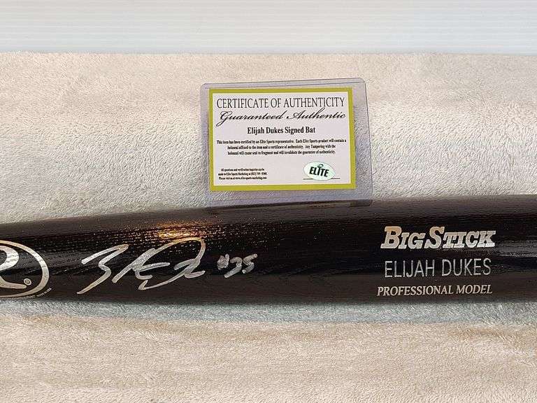 Elijah Dukes autographed Baseball bat. Silver Sharpie on the barrel ...