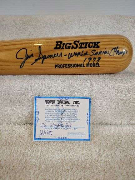 Jim Spencer World Series Champs 1978 autographed baseball bat. Blue ...