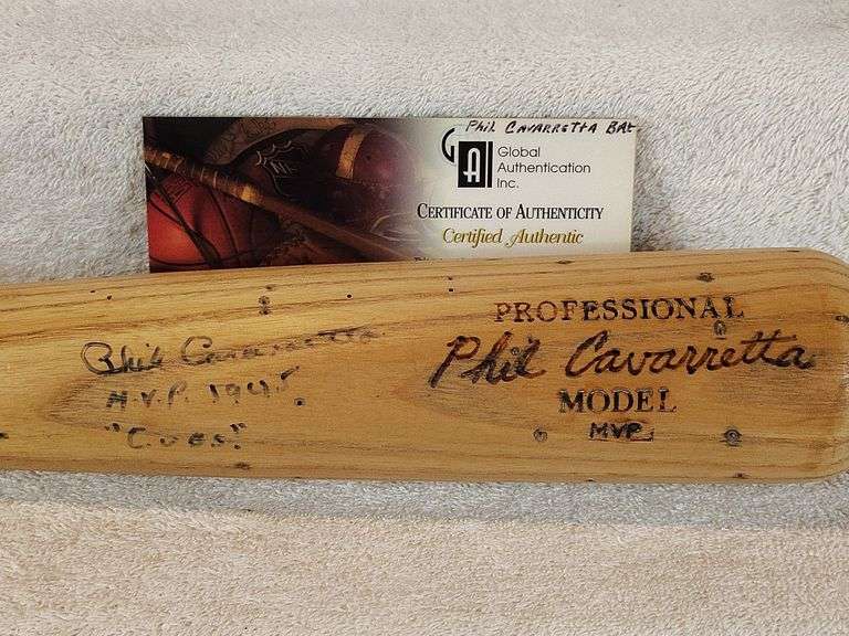 Phil Cavaretta MVP 1945 "Cubs" TWICE signed autographed baseball bat ...