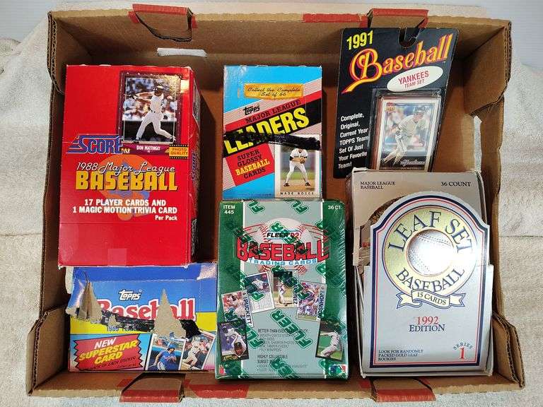 Assorted MLB baseball retail Hobby boxes including 1988 Score, 1989 ...