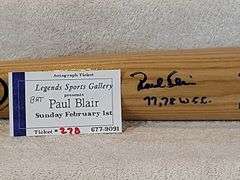 Paul Blair 77, 78 W.S.C. autographed baseball bat. Blue Sharpie on the ...