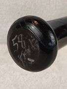 Jeff Karstens #58 autographed baseball bat. Silver Sharpie on the ...
