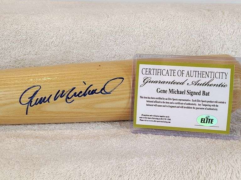 Gene "Stick" Michael autographed baseball bat. Blue sharpie on the ...