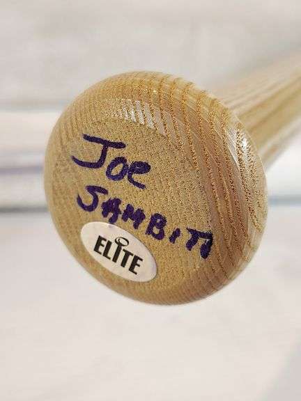 Joe Sambito autographed baseball bat. Blue sharpie on the barrel and ...