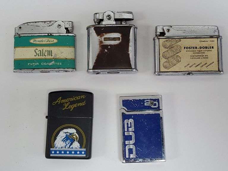 Three vintage cigarette lighters by Ronson, Penguin, Ribbon ...