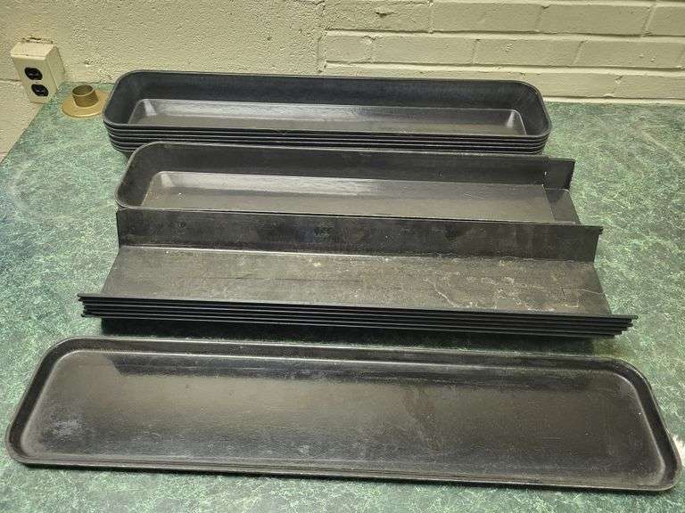 Used black dessert display trays 1 flat 7 rimmed, 1 open rimmed 6 ...