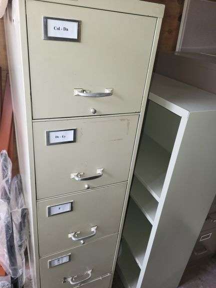 Used light tan file cabinet 28 1/2L x 15w x 58 5/8H - Bid-Assets Online ...