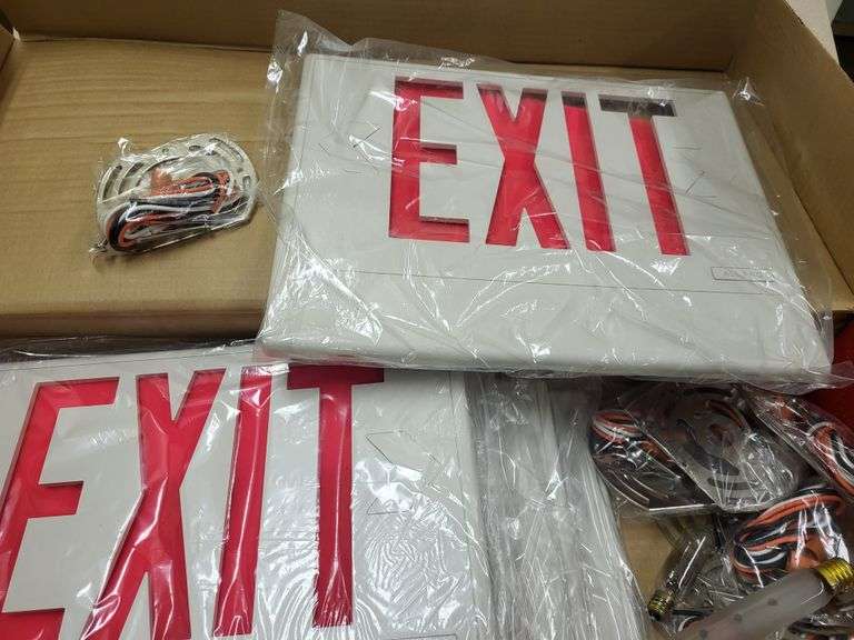 Lot of 10 red exit sign covers(only) and wiring - Bid-Assets Online ...