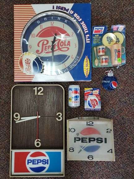 Two vintage Pepsi clocks both untested, battery operated Pepsi wall ...