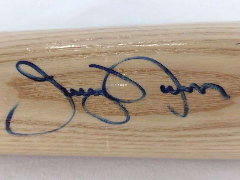 Jerry Narron autographed baseball bat. Blue sharpie on the barrel and ...