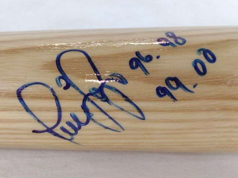 Luis Sojo 96 • 98 99 • 00 autographed baseball bat. Blue sharpie on the ...