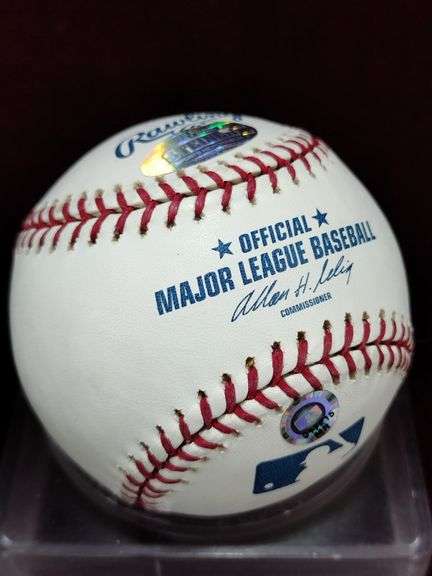 Don Mattingly Autographed Stat baseball. Blue Ball point on the Sweet ...