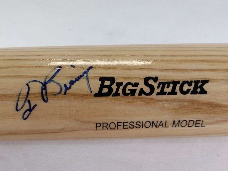 Tom Browning Autographed baseball bat. Blue sharpie on the barrel and ...