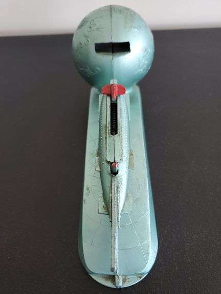 Vintage 1950s Spaceship cast iron bank by Strato Bank in working ...