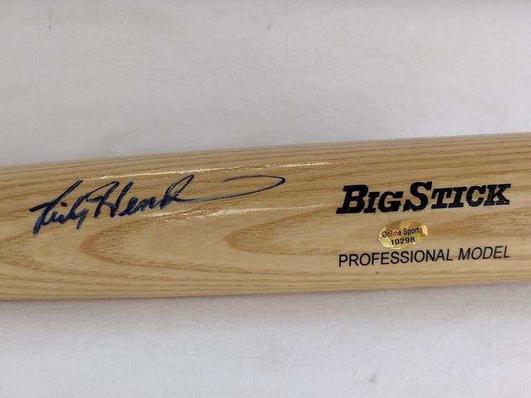 Rickey Henderson autographed baseball bat. Blue sharpie on the barrel ...