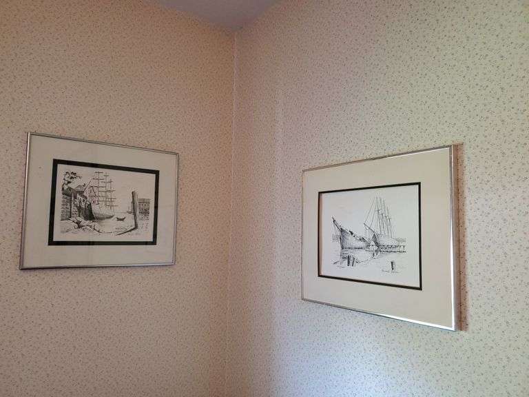 (2) Frank Lohan docked ship artwork, numbered 94/200 & 183/200. Framed ...