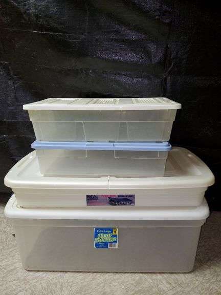 Large 96 quart rectangular tote, 56 q flip top under the bed storage ...