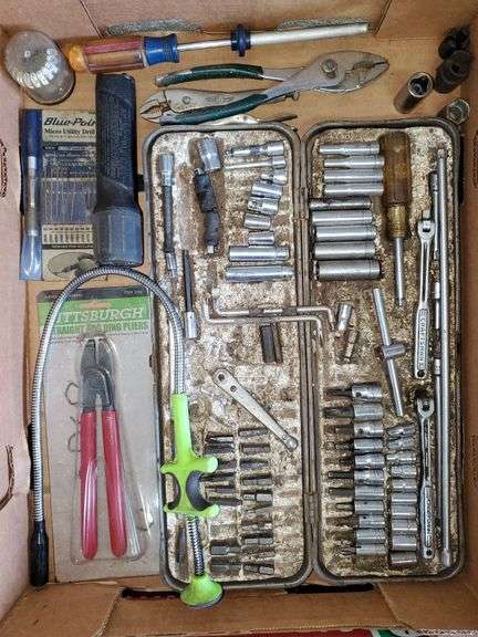 Blue Point micro utility drill set, straight hog ring pliers, vise grip ...