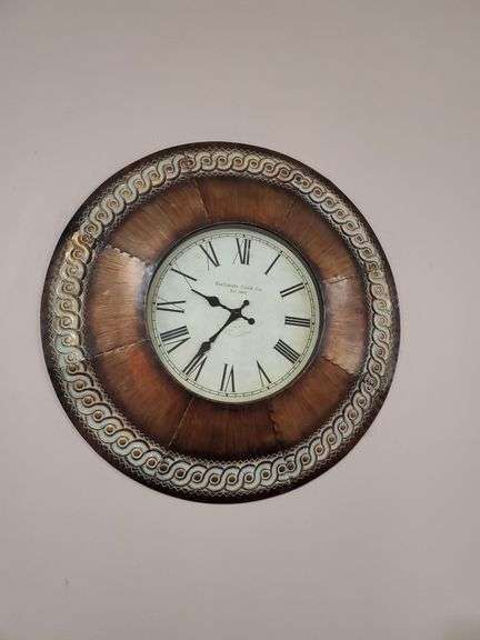 Buchanan Clock Co. Battery operated brushed metal wall clock, 24" round ...