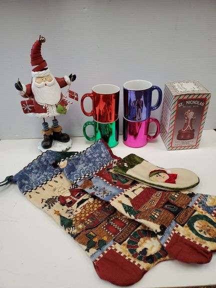 Decorative metal Santa candle votive figurine, colorful metallic like ...