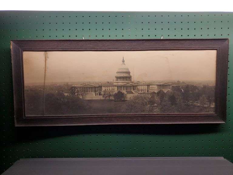 Vintage panoramic photo Washington Monument, Washington DC in wood ...