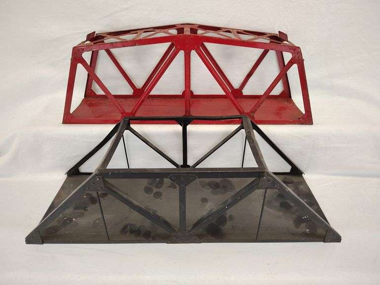(2 Toy Train metal Bridges including red Marx Wabash and black 18 ...
