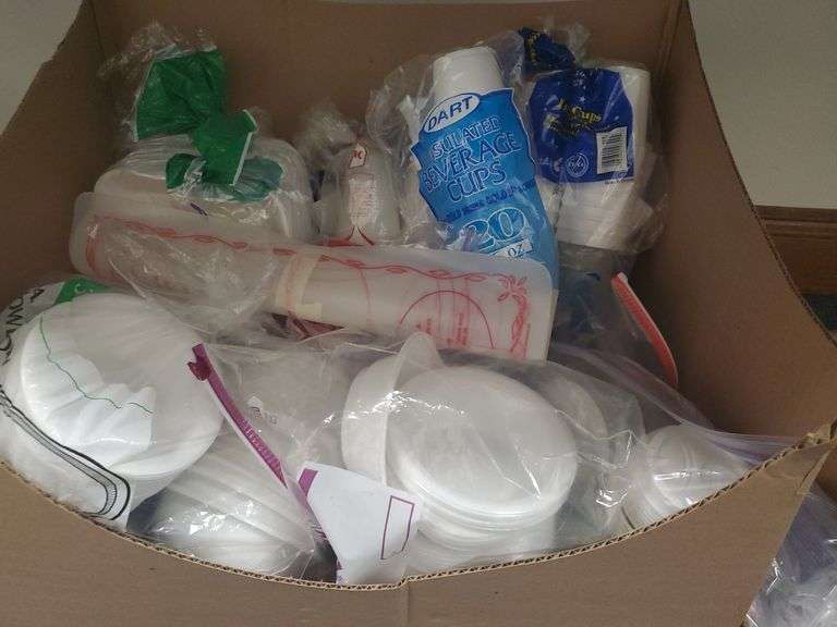 Large Lot of Plastic Utensils, Paper Plates, Styrofoam Plates ...