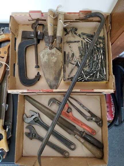 10-in crescent wrench, 12-in crescent wrench, 10-in pipe wrench, two ...