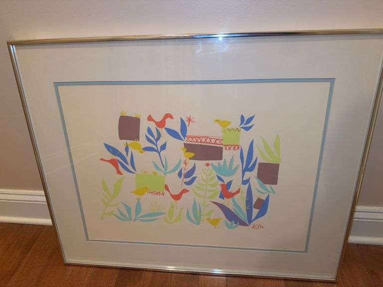 Wildlife Blockprint Artwork signed by Klee #337 24” x 30”. Inspect at ...