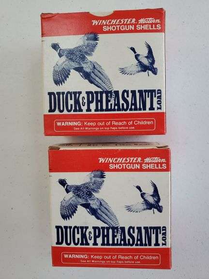 (2) boxes of 25, Winchester duck and pheasant load, 12 gauge, 3 and 3/4 ...