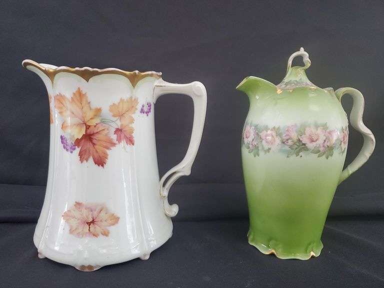 Hand Painted Bavaria Porcelain Pitcher, and Rosenthal China Iris ...