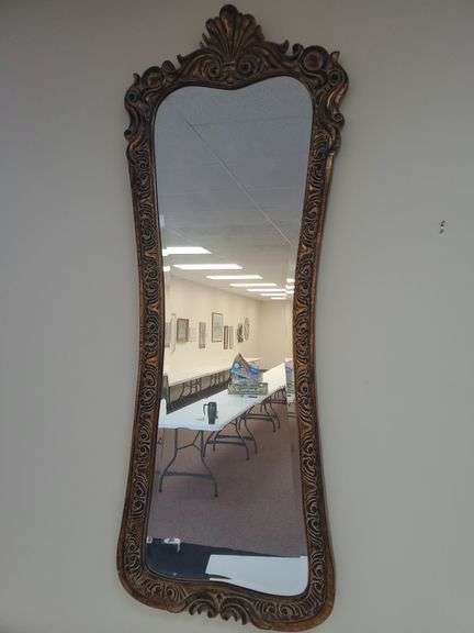2000s Brushed Gold Full Length Mirror 60"H - Bid-Assets Online Auctions